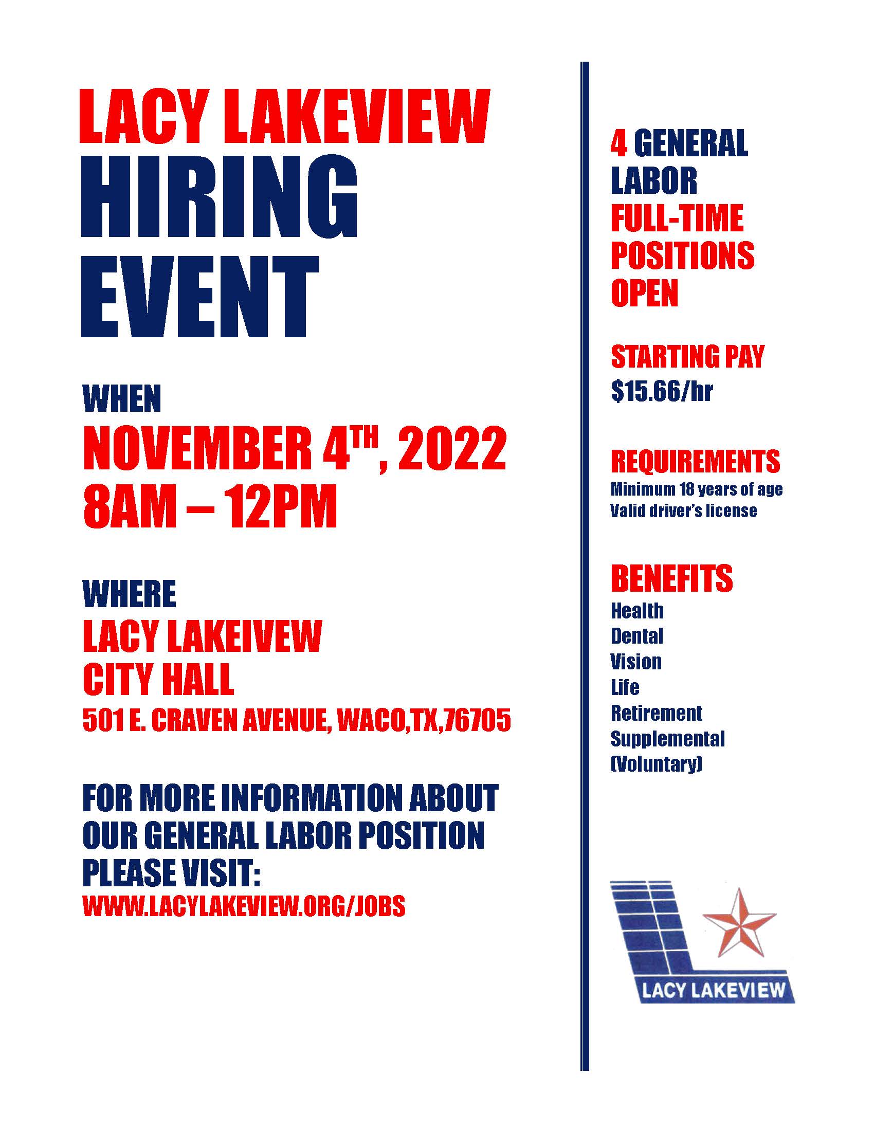 Lacy Lakeview Hiring Event | Lacy Lakeview, TX